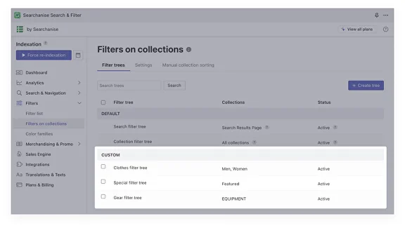 advanced search filter ui
